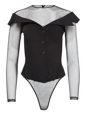 Fleur Du Mal Button Bodysuit - Black