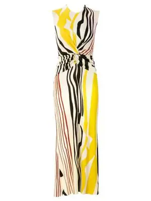 Silvia Tcherassi Luna Striped-detail Knotted Midi Dress - White