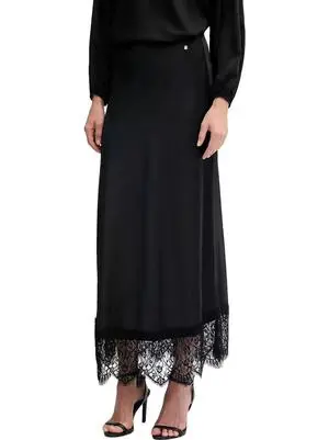 PEDRO DEL HIERRO Lace Trim Maxi Skirt - Black