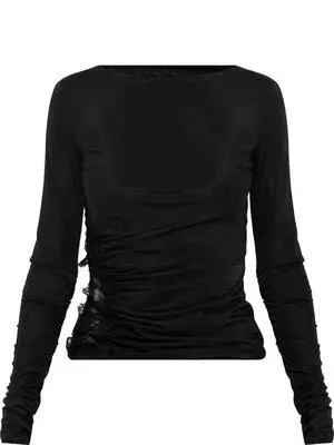 Blumarine Lace-insert Ruched Top - Black