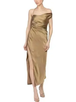 THE SEI Asymmetric Midi Dress - Gold