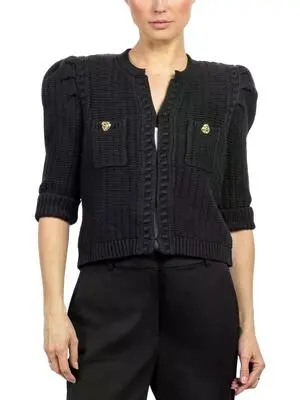 L'Agence Delilah Puff-sleeve Cardigan - Black