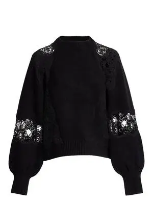 Elie Saab Lace-panel Knit Sweater - Black