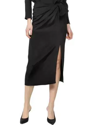 PETER COHEN Knot Slit Midi Skirt - Black