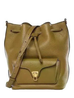 COCCINELLE Beat Generation Leather Bucket Bag With Drawstring - Green