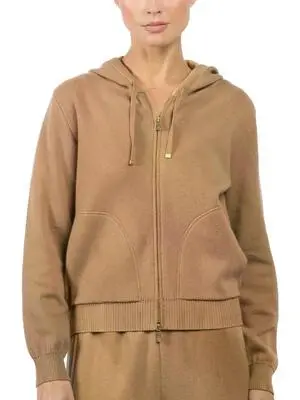 Eleventy Hooded Zip Sweater - Brown