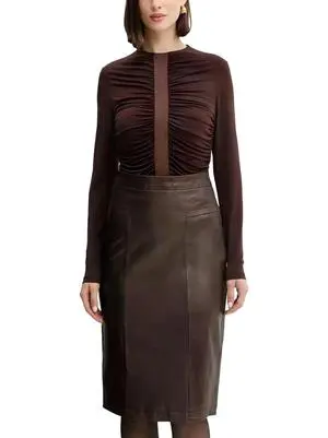 Herve Leger Ruched-panel Blouse - Brown