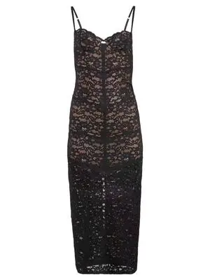 Fleur Du Mal Charlotte Lace Slip Midi Dress - Black