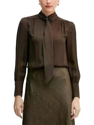 PEDRO DEL HIERRO Tie-neck Blouse - Brown