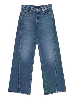 7 For All Mankind Studded Wide Leg Jeans - Blue