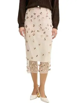FORTE_FORTE Embroidered Midi Skirt - Neutrals