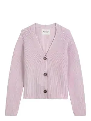 Marc O'polo V-neck Ribbed Cardigan - Purple