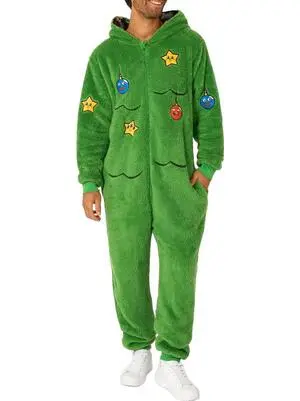 Opposuits Merry Jinglejoy Hooded Fleece Jumpsuit - Green