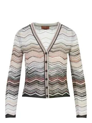 Missoni V-neck Chevron Cardigan - Neutrals