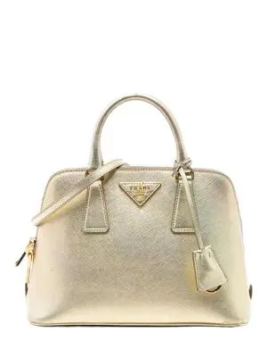 Prada Small Saffiano Lux Promenade Satchel - Gold