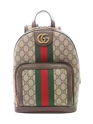 Gucci Small Gg Supreme Ophidia Web Backpack - Brown