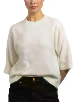 Autumn Cashmere Short-sleeve Sweater - Neutrals