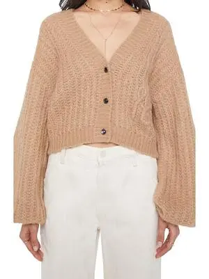 MOTHER Puffy Sleeve Varsity Cardigan - Cotton Candy