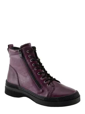 SPRING STEP SHOES Leather Combat Boots Purple