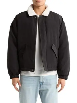 PACSUN Pilot Puffer Jacket With Faux Shearling Collar - Black