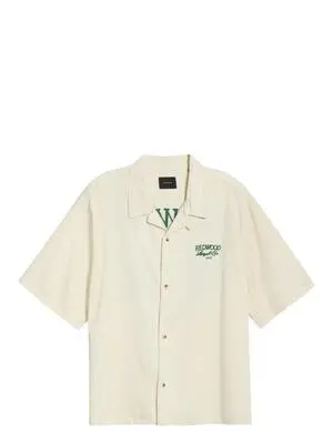 PACSUN Redwood Embroidered Camp Shirt - Cream