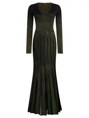 Roberto Cavalli Pleated V-neck Dress - Black