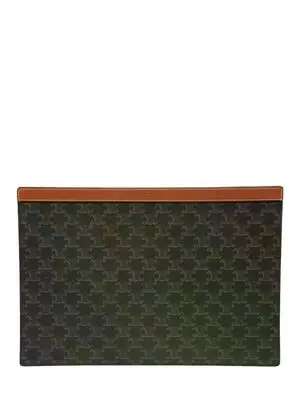 Celine 2022 Triomphe Coated Canvas Clutch - Brown