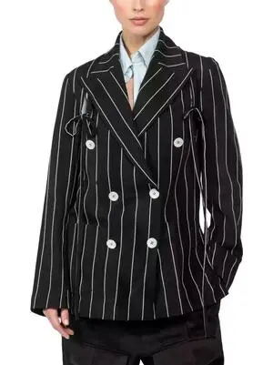 SETCHU Pinstriped Double-breasted Jacket - Black