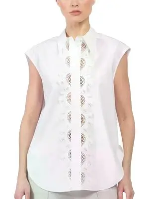 Dorothee Schumacher Lace Detail Sleeveless Shirt - White