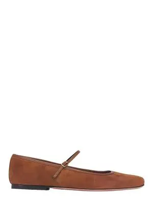 Veronica Beard Ellie Buckled Suede Ballet Flats - Brown