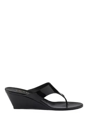 Prada Patent-leather Wedge Sandals - Black