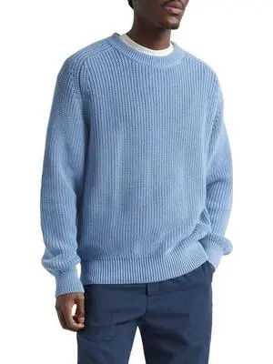 PALMES Fisherman Stitch Cotton Sweater - Baby Blue