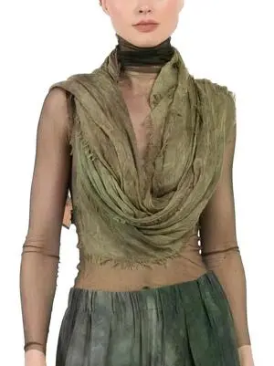 CORTANA Frayed Trim Top - Green