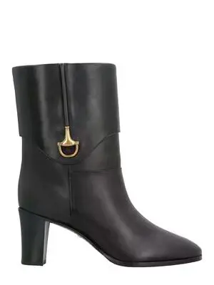 Gucci Half Horsebit Leather Ankle Boots - Black