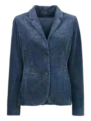 HANNES ROETHER Corduroy Single-breasted Blazer - Blue