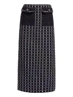 Elie Saab Tweed Midi Skirt - Black