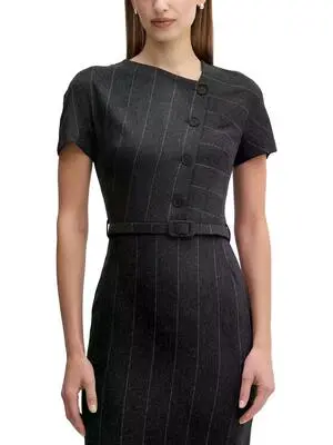 SANDRO FERRONE Pinstripe-pattern Belted Midi Dress - Grey