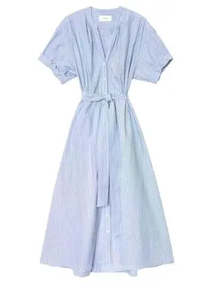 Xirena Striped Belted Midi Dress - Blue