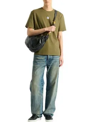 Balmain T-shirt With Embroidered Logo Khaki
