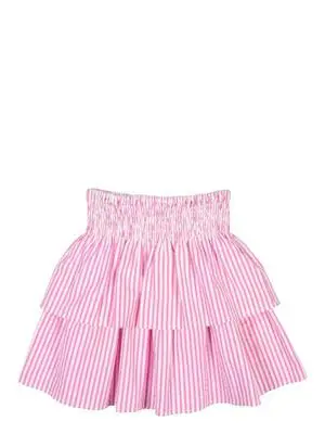 FLORENCE EISEMAN Striped Seersucker Skirt With Ruched Waist
