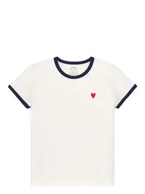 PRIMARY Embroidered Heart Ringer Tee - Ivory