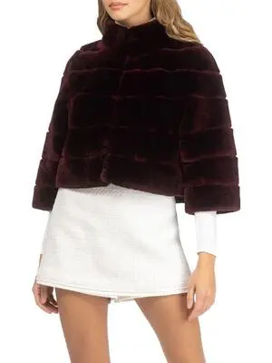 Gorski Genuine Shearling Cropped Bolero With Cropped Sleeves - Burgundy