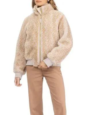 Gorski Genuine Shearling Insignia Bomber Jacket - Cream/palomino Nsignia/gold