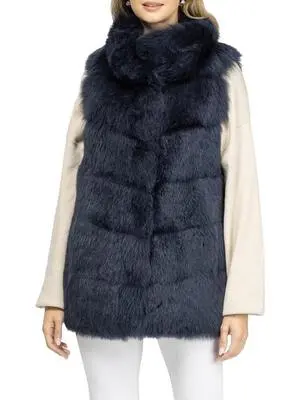 Gorski Genuine Shearling Vest - Navy/navy