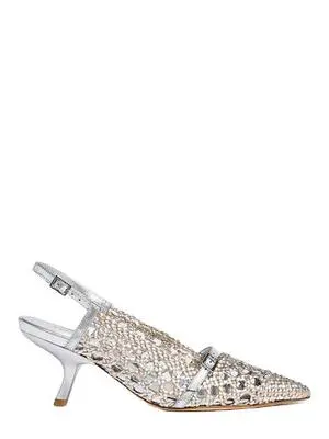 Marion Parke Melissa Metallic Nappa Slingbacks - Silver/gold