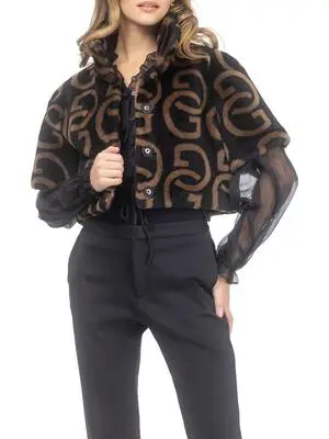 Gorski G Printed Reversible Shearling Bolero - Black/chestnut