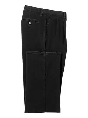 PAUL FREDRICK Pleated Denim Trousers - Black