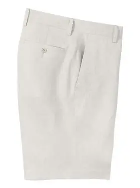 PAUL FREDRICK Linen Chambray Twill Flat Front Shorts - Ivory
