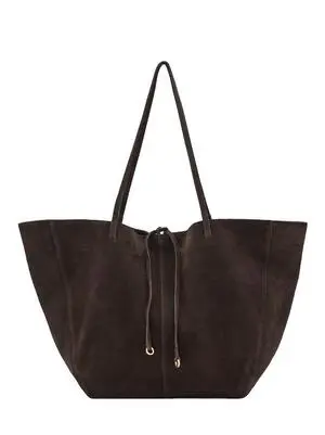Mango Suede Shopper Bag - Chocolate