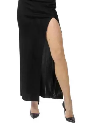 LA GALPA High-slit Midi Skirt - Black